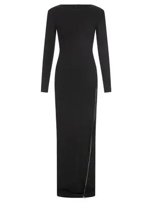 Philipp Plein Long Sleeve Maxi Dress With Side Zip Detail - Black