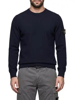 Stone Island Stone Island Virgin Wool Crew Neck Jumper Blue