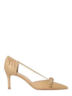 TWINSET Leather Pumps With Bow Detail - Sand
