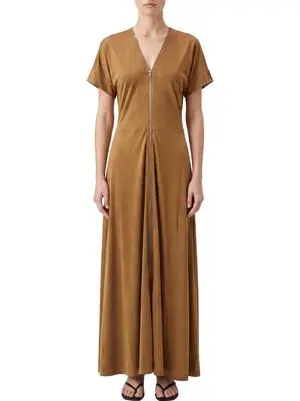 LEMAIRE Viscose Cotton Blend Maxi Dress - Cocoa