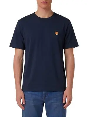 Maison Kitsuné Cotton T-shirt With Logo - Blue
