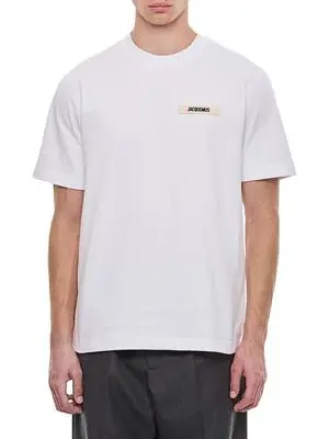 Jacquemus Contrast Appliqué Logo Cotton Crew-neck T-shirt - White