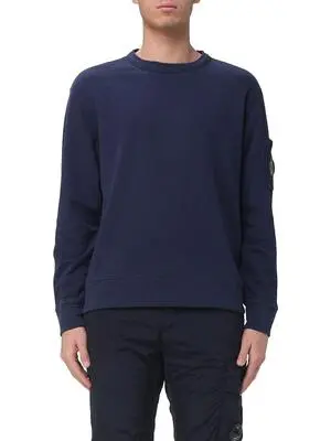 C.P. COMPANY Cotton Crewneck Sweatshirt With Logo Detail - Blue