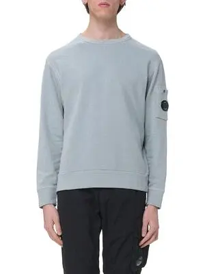 C.P. COMPANY Cotton Crewneck Sweatshirt With Logo Detail - Silver