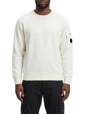 C.P. COMPANY Cotton Crewneck Sweatshirt With Logo Detail - White