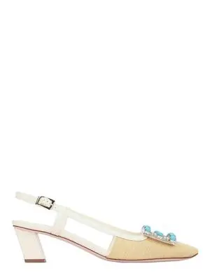 ROGER VIVIER Jewel Buckle Slingback Pumps - Cream