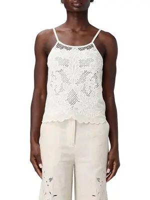 TWINSET Macramé Lace Top With Spaghetti Straps - White