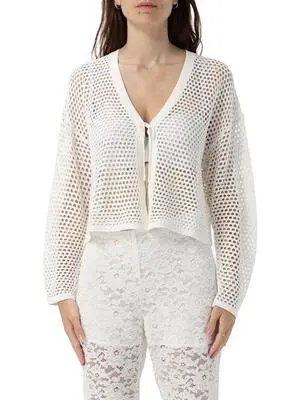 TWINSET Viscose Blend Openwork Cardigan - White