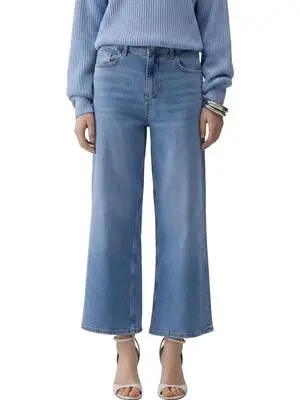 Liu Jo Cropped Wide-leg Jeans In Stretch Denim - Gnawed Blue