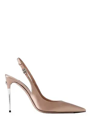 Dolce & Gabbana Silk Slingback Pumps - Beige