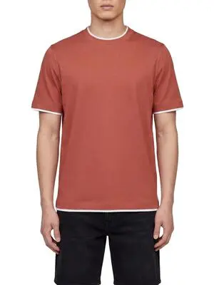 Brunello Cucinelli Crewneck Cotton T-shirt With Contrast Trims - Apricot
