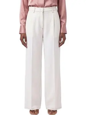 Patrizia Pepe Wide Leg Denim Jeans - White
