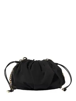 Chloé Plissé Ruched Fabric Clutch - Black