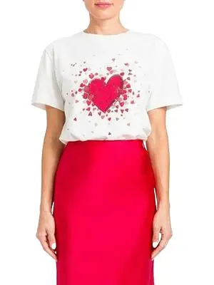 TWINSET Cotton T-shirt With Graphic Heart Print - White
