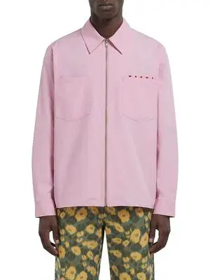 Marni Organic Cotton Shirt With Logo Quartz