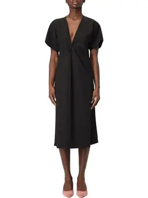 Moschino V-neck Gathered Midi Dress - Black