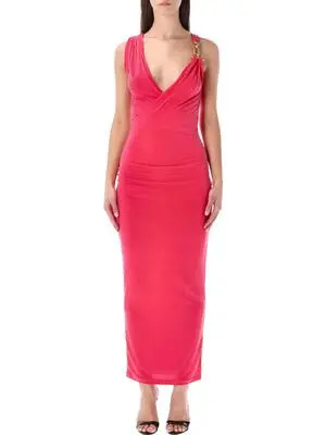 Balmain Ruched Maxi Dress - Fuchsia