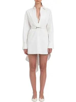 TWINSET Cotton Poplin Shirt Dress With Belt - White