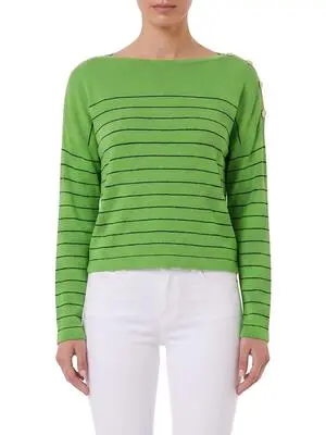Elisabetta Franchi Striped Cotton Blend Jumper - Black