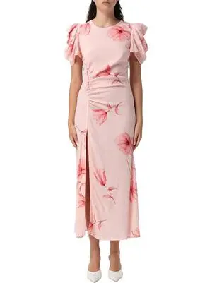 MAR DE MARGARITAS Midi Dress With Floral Print - Peach