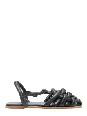Hereu Braided Leather Slingback Sandals - Black
