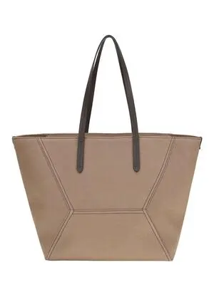 Brunello Cucinelli Duo Cotton Canvas Bag - Camel
