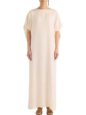 Momoni Momonì Satin Long Dress Cream