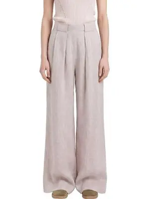 Momoni Wide-leg Linen Trousers - Beige
