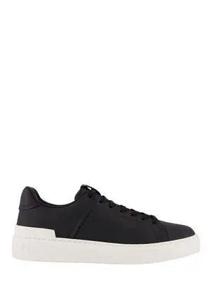 Balmain Leather Lace-up Sneakers - Black