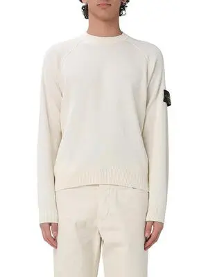Stone Island Light Raw Hand Organic Cotton Knit Crewneck Sweater - White