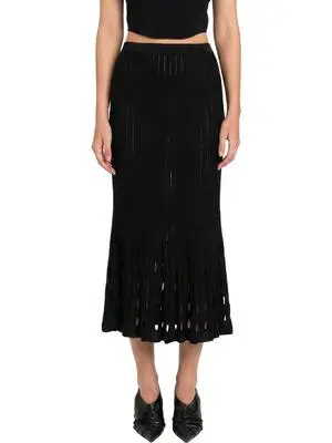 TWINSET Knit Midi Skirt With Openwork Detail - Black