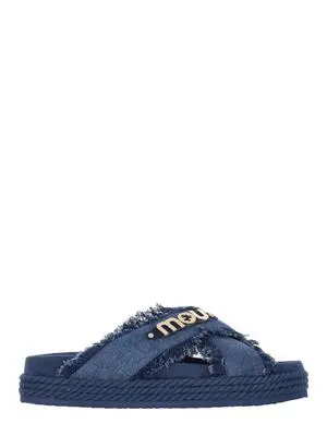Mou Cotton Denim Platform Sandals - Blue