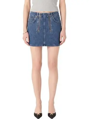 MARINE SERRE Monogram Print Denim Mini Skirt - Gnawed Blue