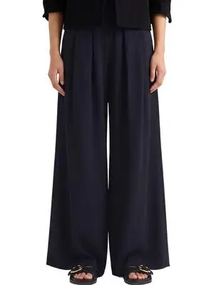 Momoni Silk Blend Wide Leg Trousers - Black