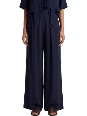 Momoni Silk Blend Wide Leg Trousers - Blue