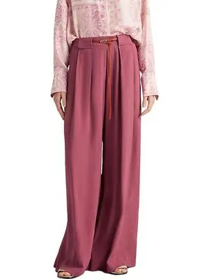 Momoni Silk Blend Wide Leg Trousers - Plum