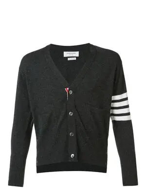 Thom Browne Cardigan With Signature Stripes - Grey