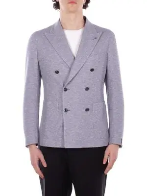 Tagliatore Double Breasted Cotton Blend Blazer - Blue