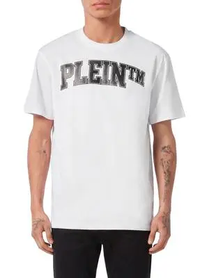 Philipp Plein Cotton T-shirt With Contrasting Lettering Logo Print On The Front - White