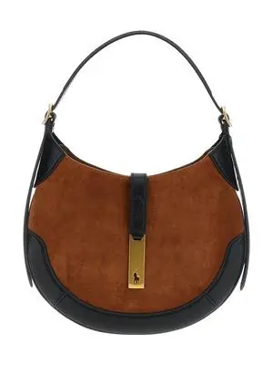 Polo Ralph Lauren Leather And Suede Shoulder Bag With Removable Strap - Brown