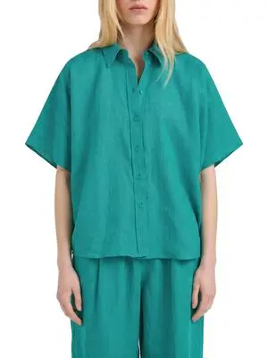 Momoni Linen Shirt - Emerald