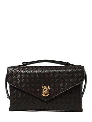 Bottega Veneta Bottega Veneta Woven Leather Turn Lock Handbag Brown
