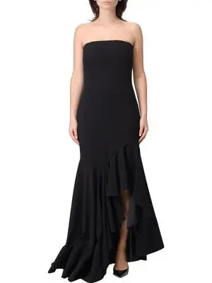 Solace London Strapless High-low Ruffled Gown - Black
