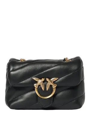 Pinko Quilted Leather Mini Bag With Gold Tone Embellishment - Black