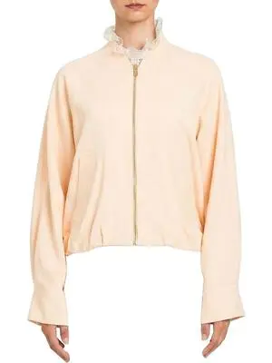 TWINSET Stretch Viscose Bomber Jacket - Peach