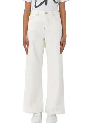 Emporio Armani Wide Leg Jeans With Contrast Stitching - White