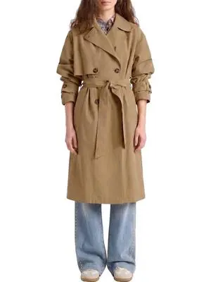Momoni Double-breasted Cotton Blend Trench Coat - Brown