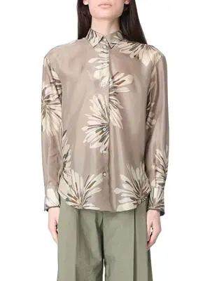 Brunello Cucinelli Floral Print Silk Shirt - Green