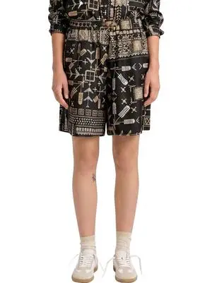 Momoni Printed Silk Shorts - Black