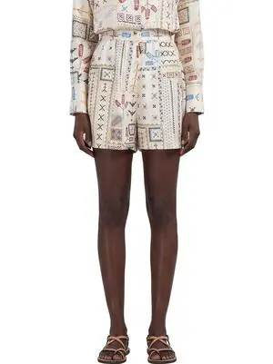 Momoni Printed Silk Shorts - Ivory